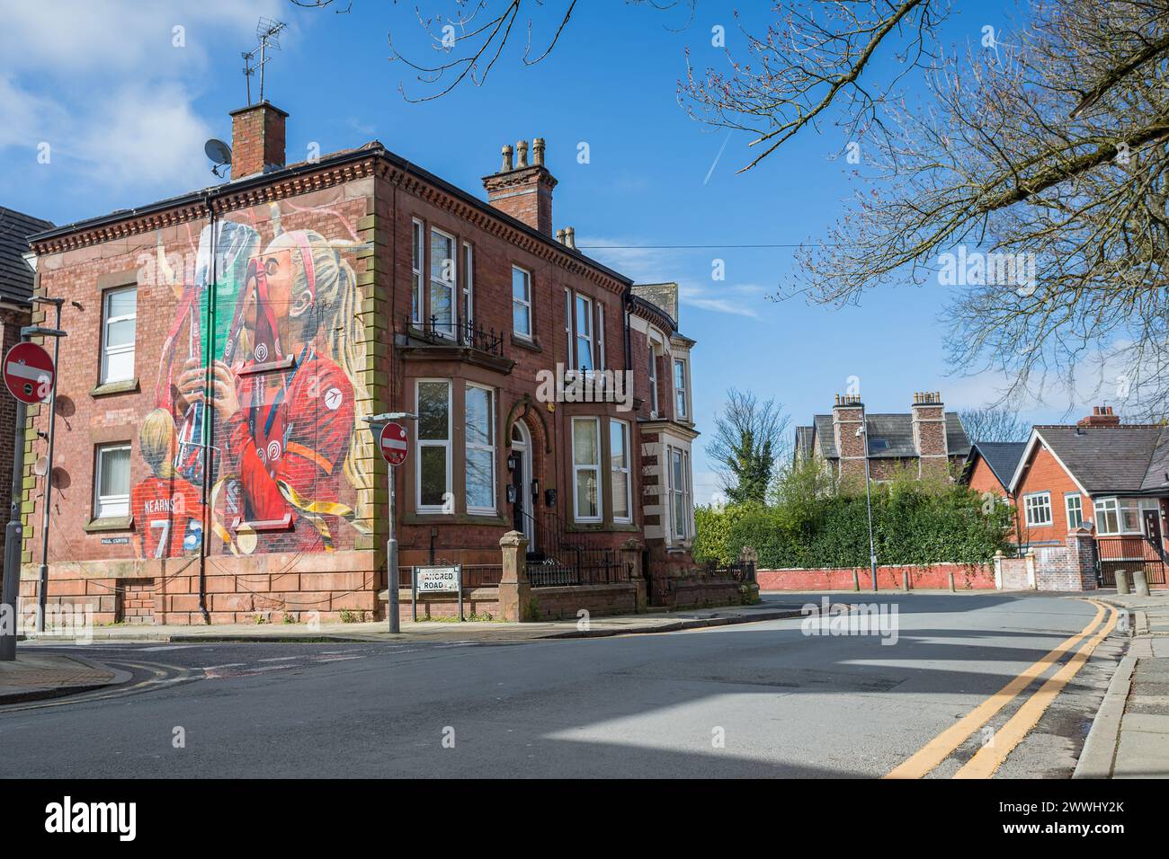 Missy Bo Kearns mural pictured over Anfield Road close to Liverpool ...