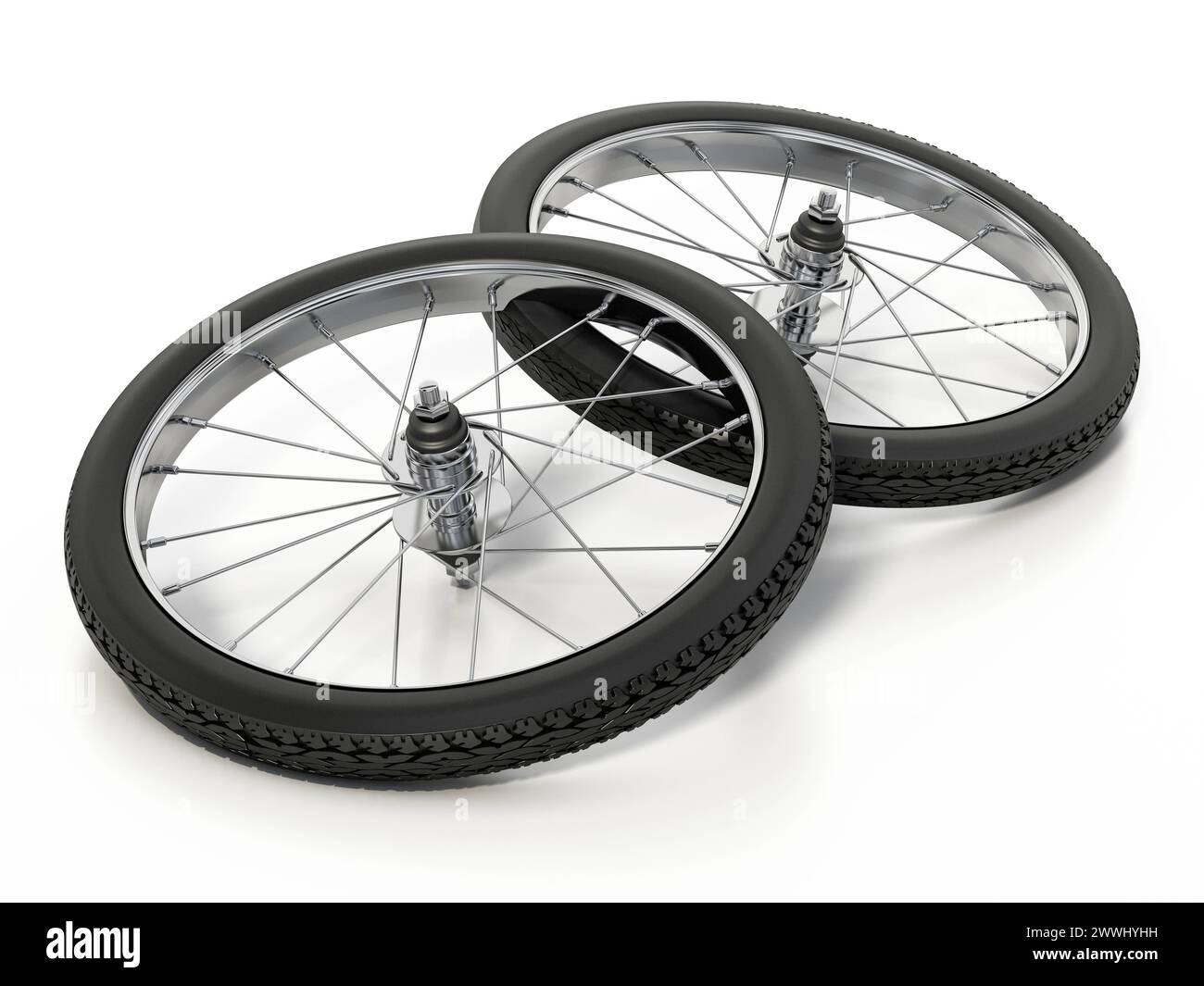 Bike tires isolated on white background. 3D illustration Bike tires ...