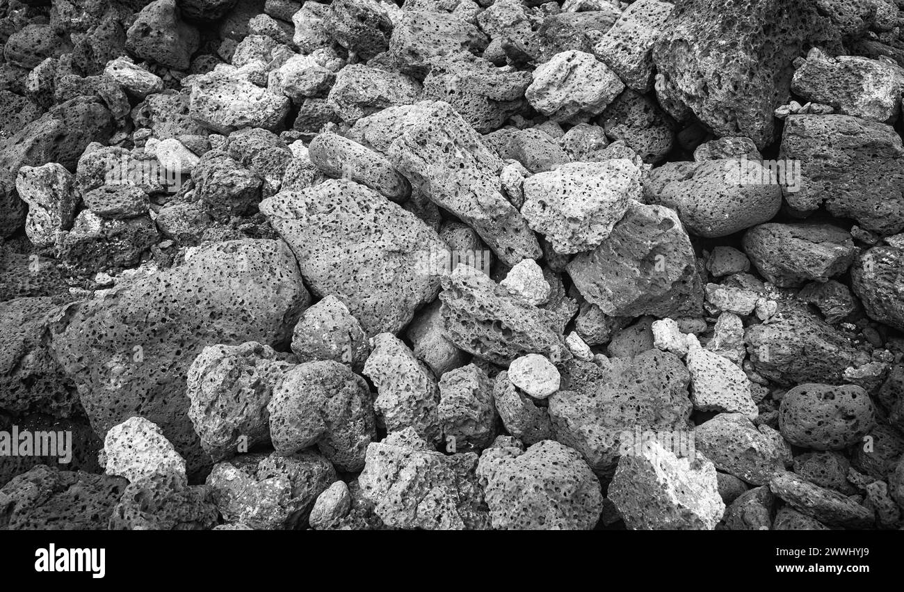 Black and white close up photo of pumice stones, nature background ...