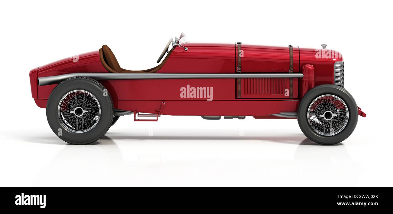 Retro race car isolated on white background. 3D illustration Retro race ...