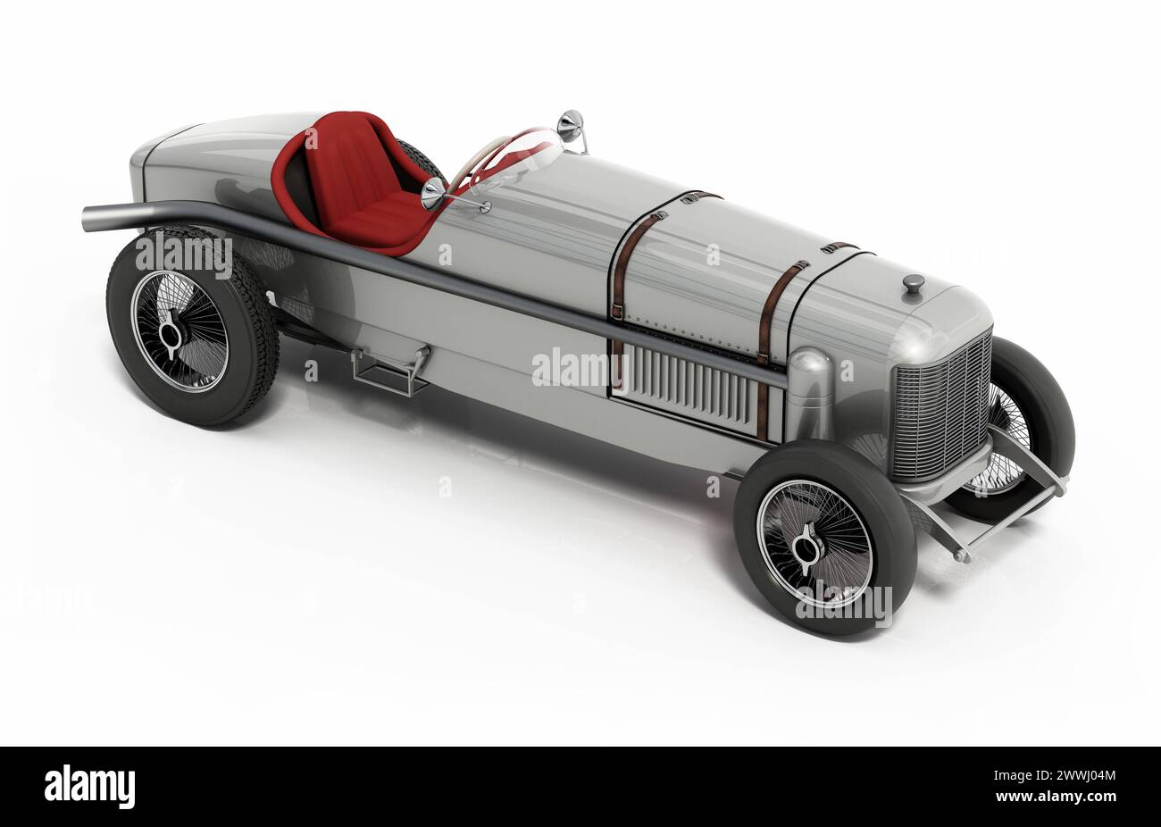 Retro race car isolated on white background. 3D illustration Retro race ...