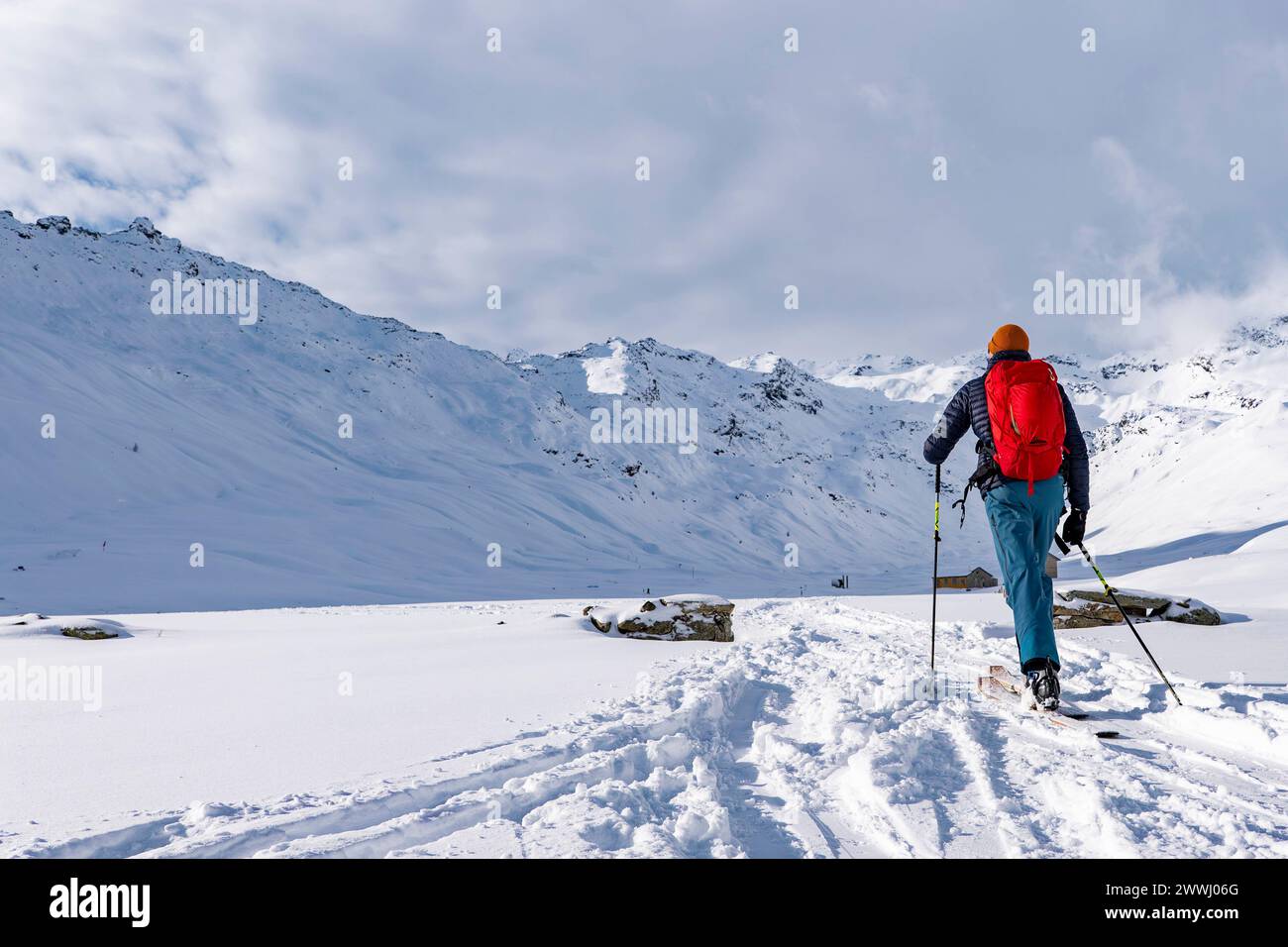 Ski alpinism scene in the Italian alps Ski alpinism scene in the ...