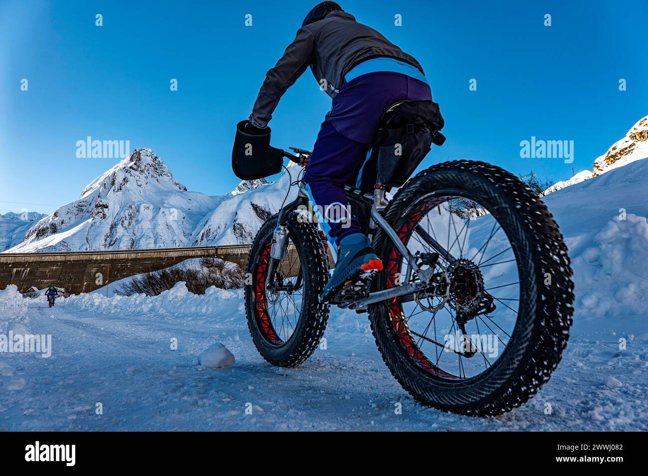 Mountain bike in the alps in the snow Mountain bike in the alps in the ...