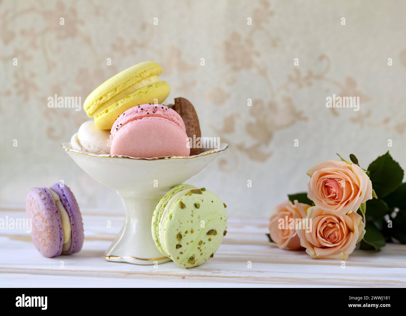 macaroons with different flavors for dessert Stock Photo - Alamy