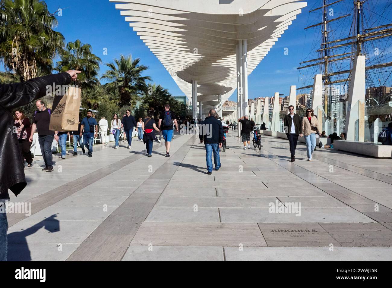 Pedestrian walkway alongside port Stock Photo - Alamy