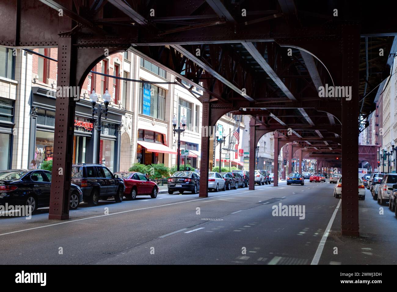 Chicago, Illinois. Under the L Tracks, Wabash Street, The Loop Stock ...