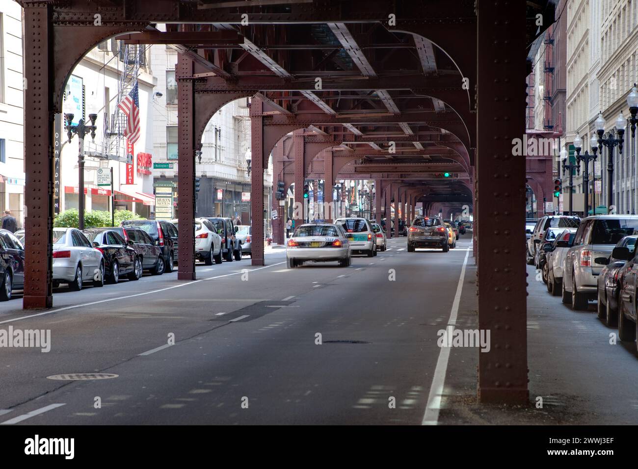 Chicago, Illinois. Under the L Tracks, Wabash Street, The Loop Stock ...
