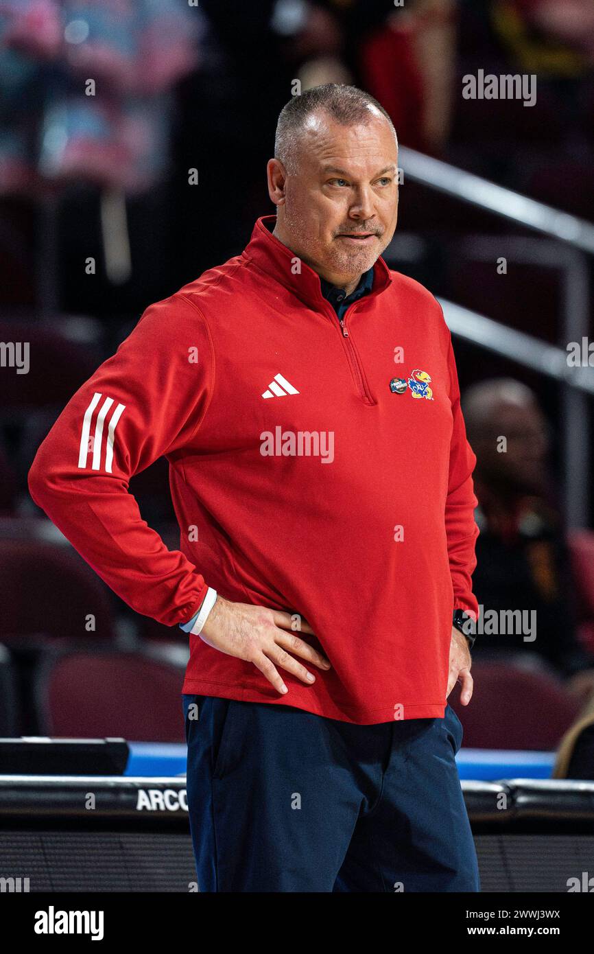 Kansas Jayhawks head coach Brandon Schneider during the first round of ...