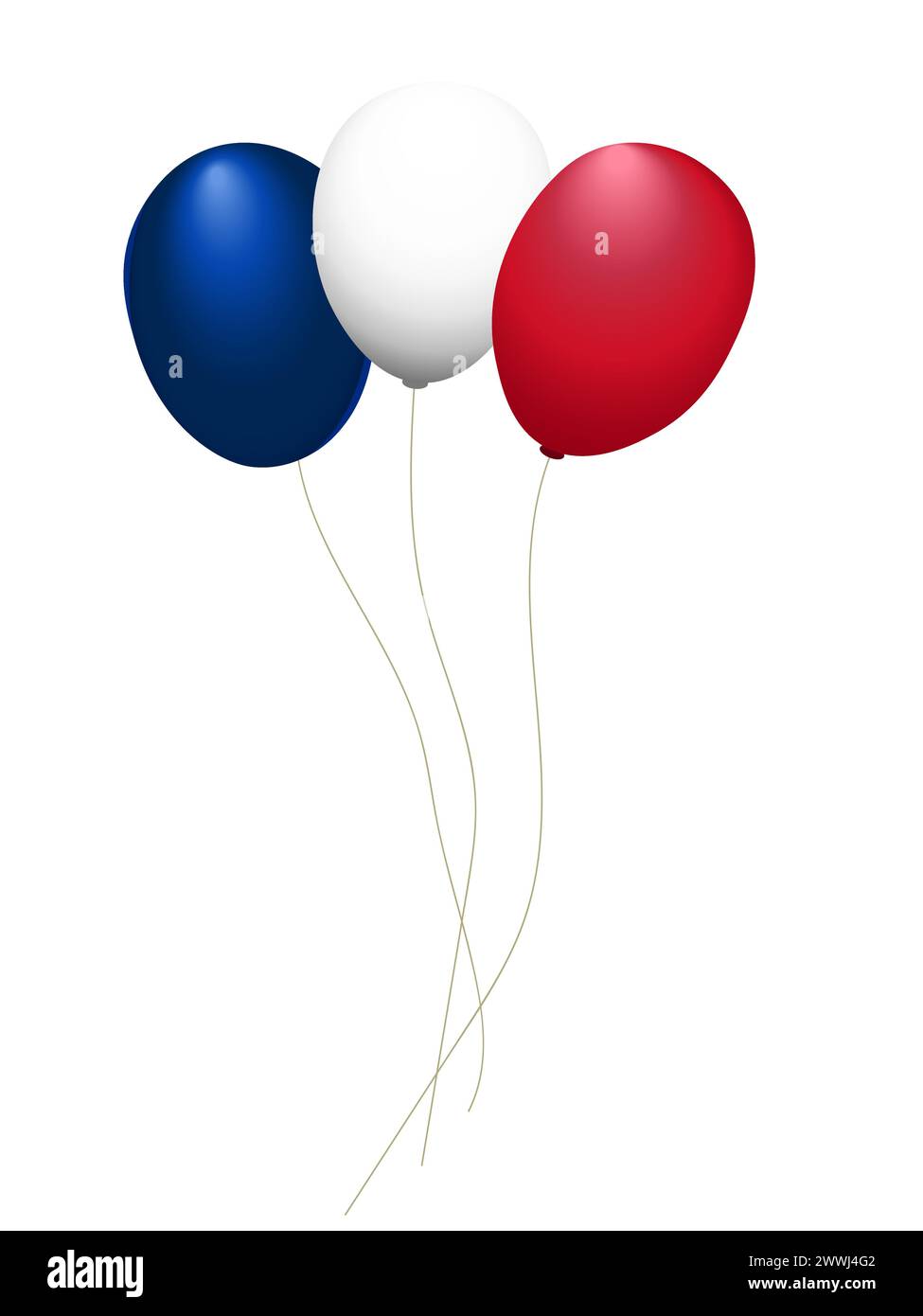 Balloons flying in the colors of the French flag, blue, white and red ...