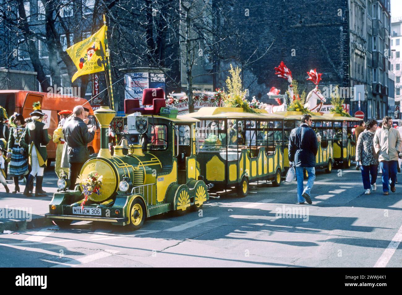 Land train taking part in Rose Monday Carnival parade in 1982, Cologne ...