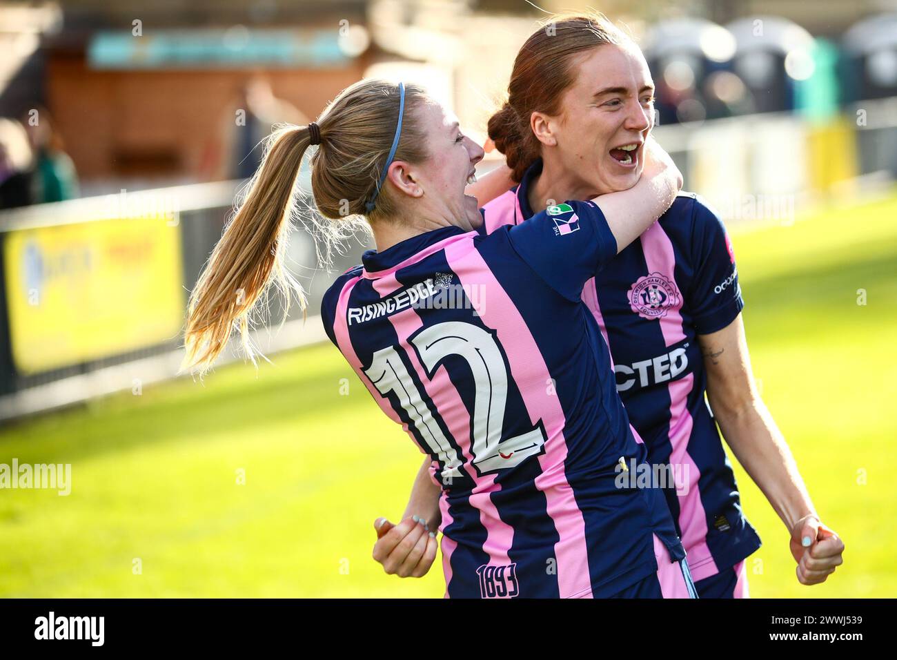London, UK. 24th March, 2024. Erin Corrigan (12 Dulwich Hamlet) and ...