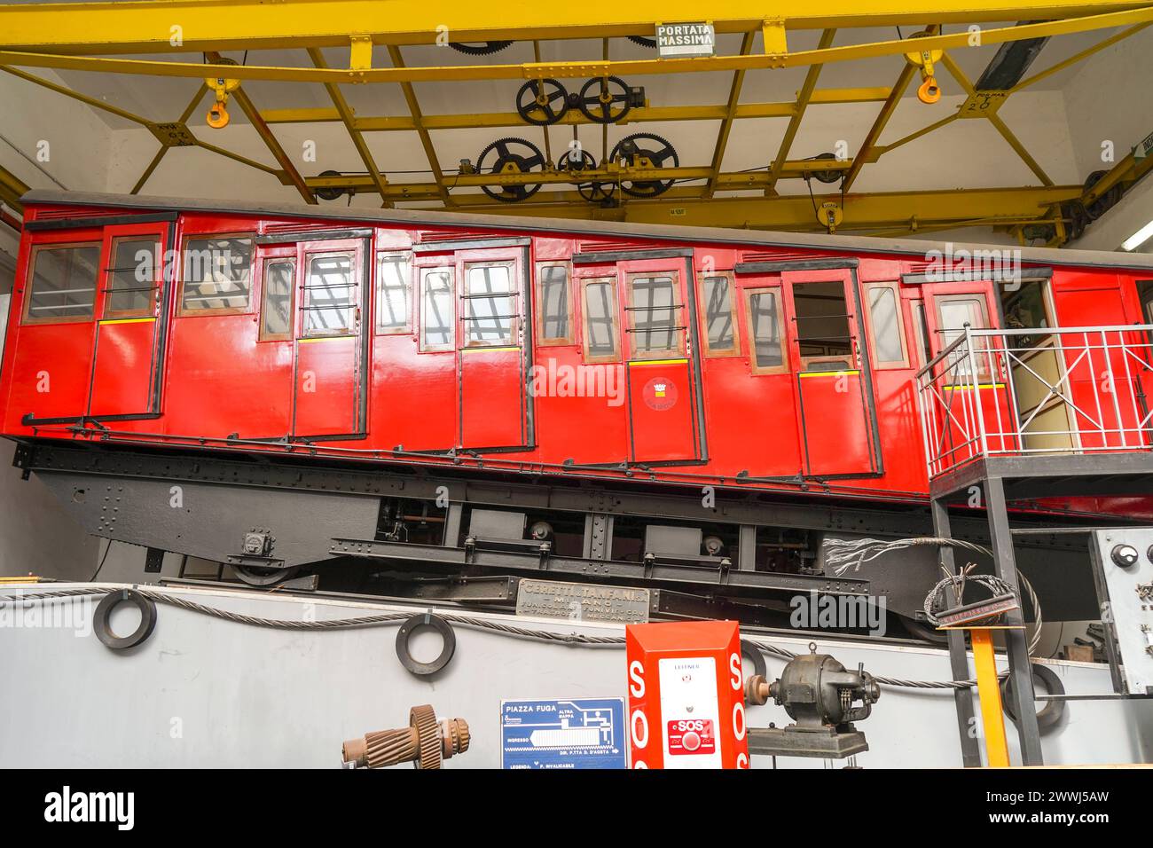 Old vintage Funicular on display at Central Funicular connecting Vomero ...