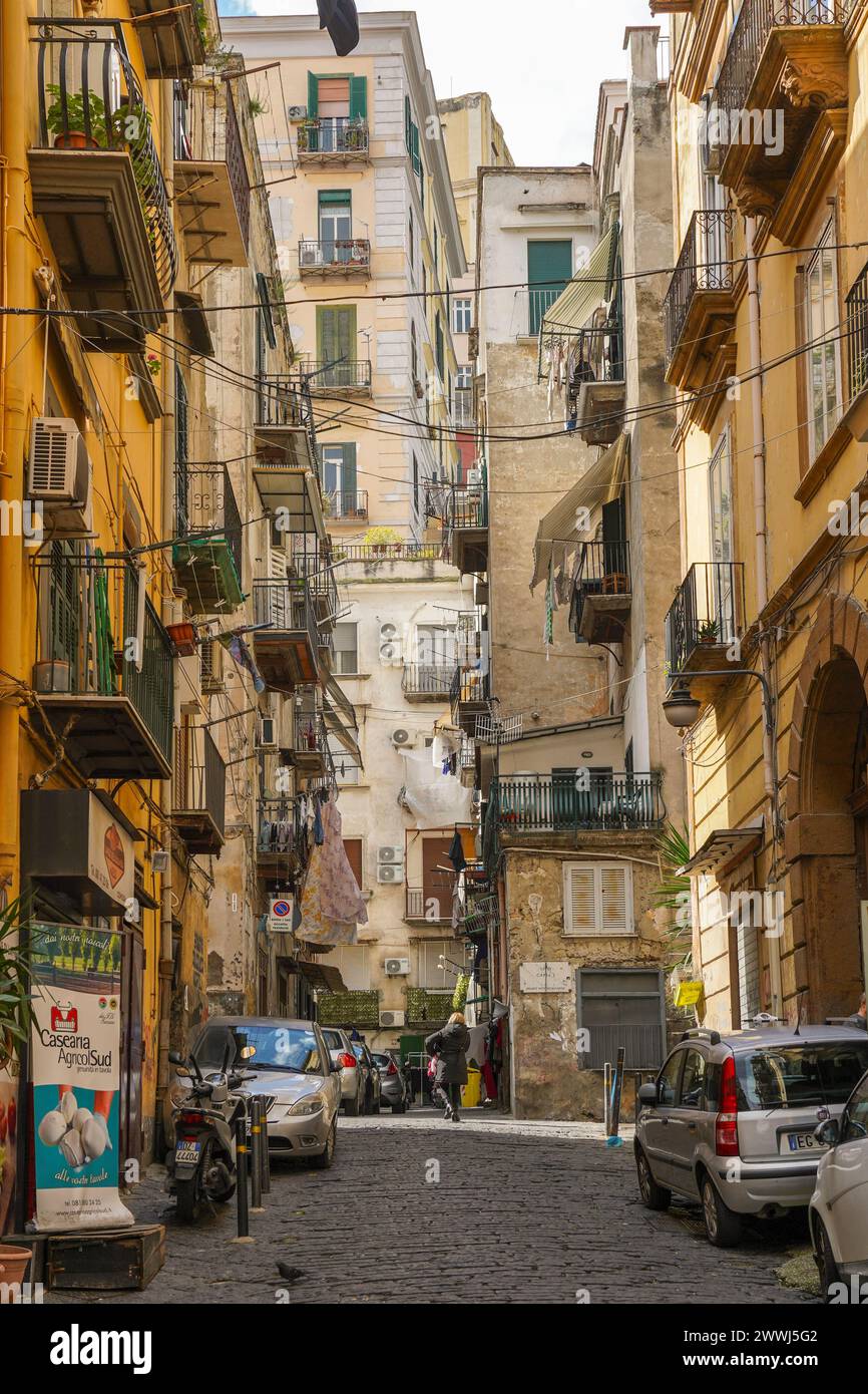 Naples Italy, Street view in the Spanish Quarter (Quartieri Spagnoli ...