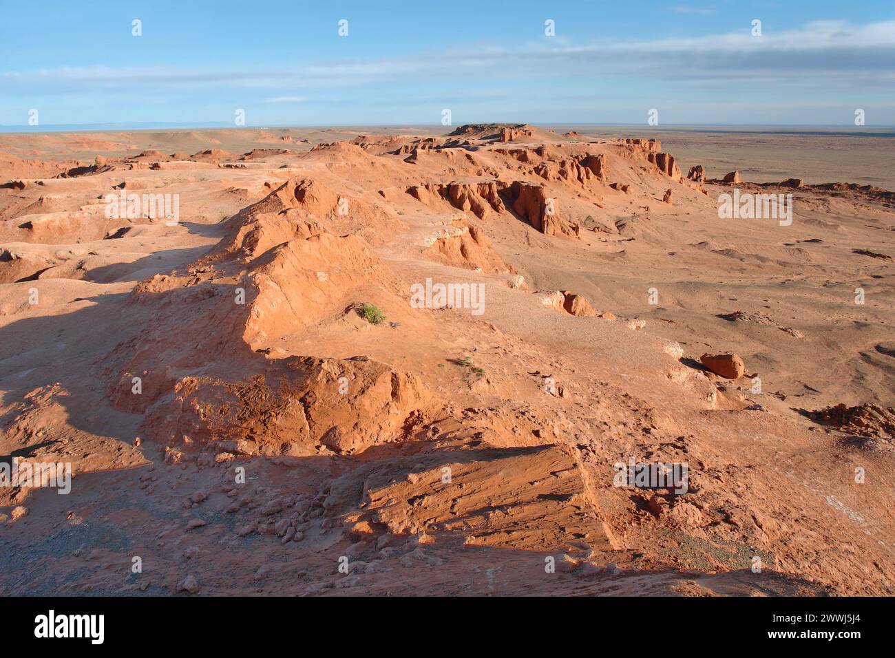 View on Bayanzag Flaming Cliffs on the Mongolian Gobi desert containing ...