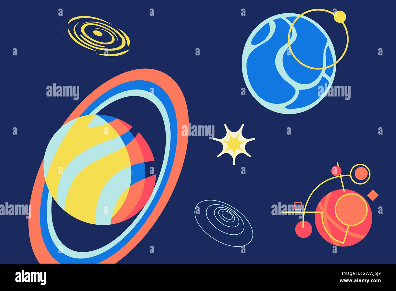 Futuristic astronaut banner. Astronomy science. Galaxy planets ...