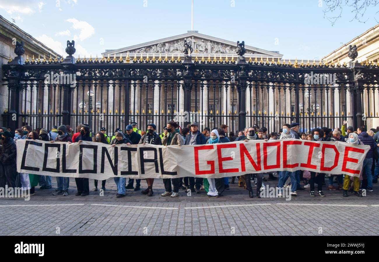 London, UK. 24th March 2024. Pro-Palestine protesters gather outside ...