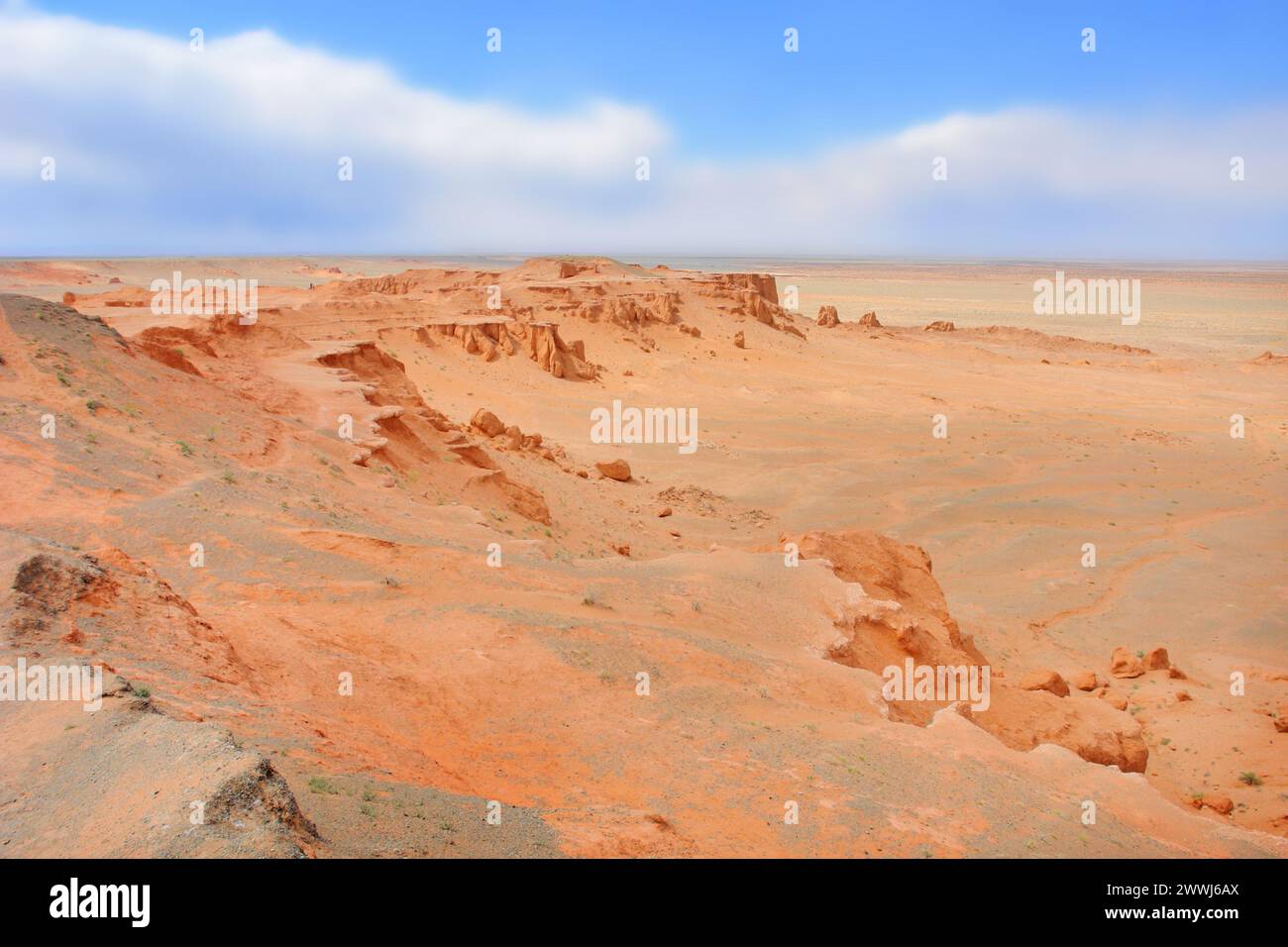 View on Bayanzag Flaming Cliffs on the Mongolian Gobi desert containing ...