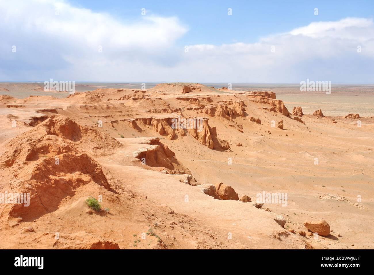 View on Bayanzag Flaming Cliffs on the Mongolian Gobi desert containing ...
