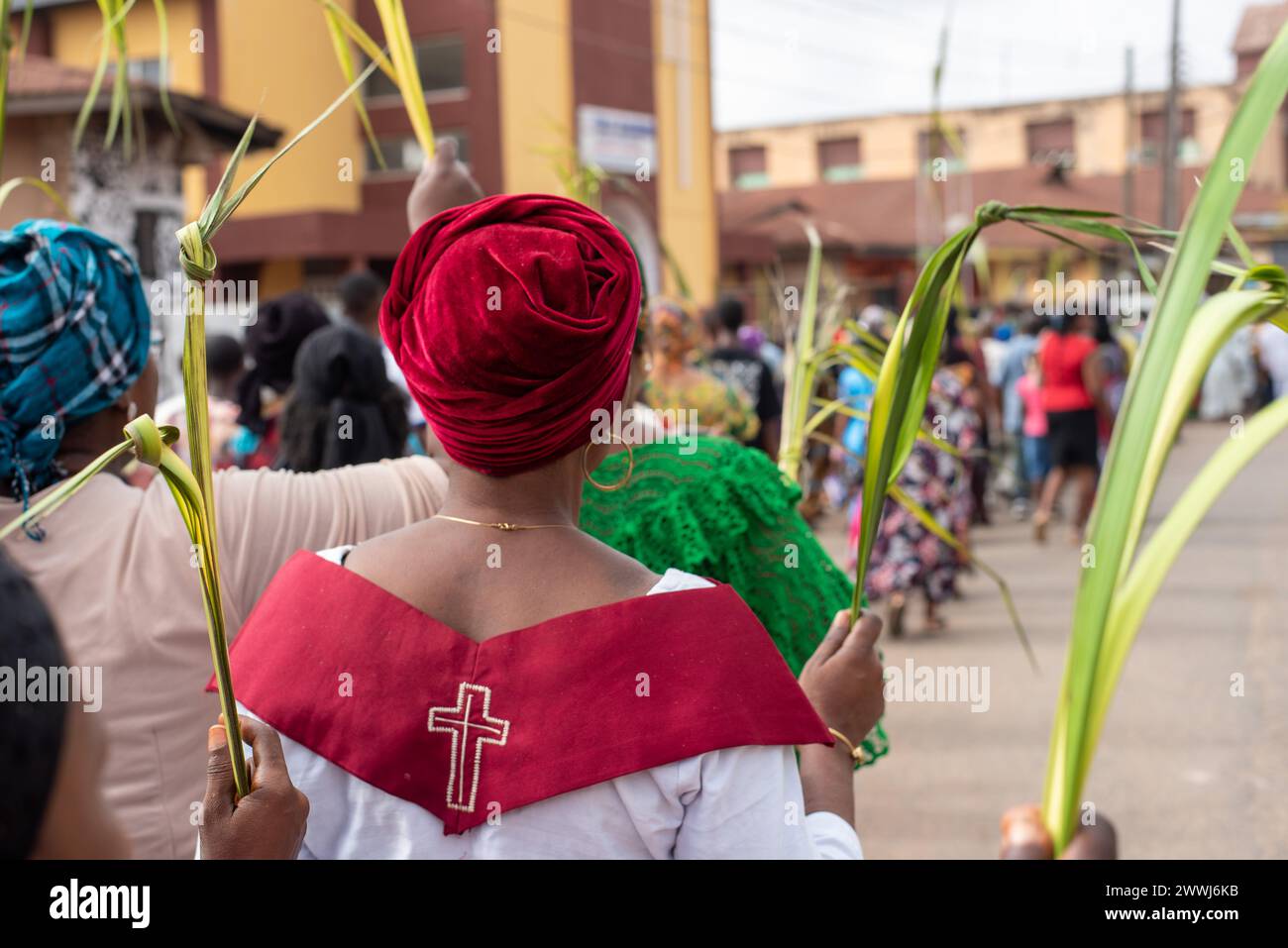Members of ST. Mary Cathedral participates in a Palm Sunday procession ...