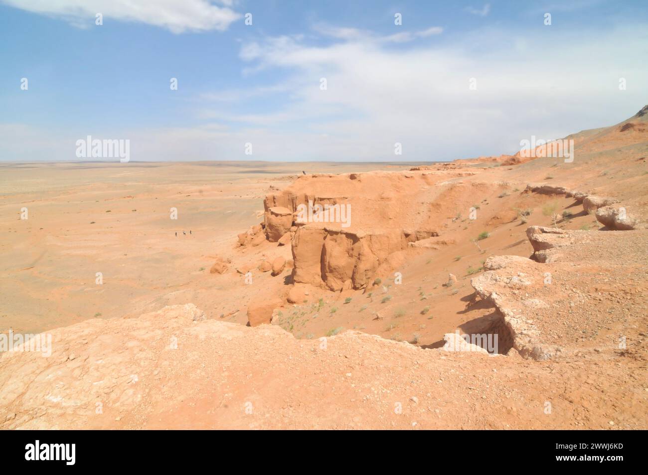 View on Bayanzag Flaming Cliffs on the Mongolian Gobi desert containing ...