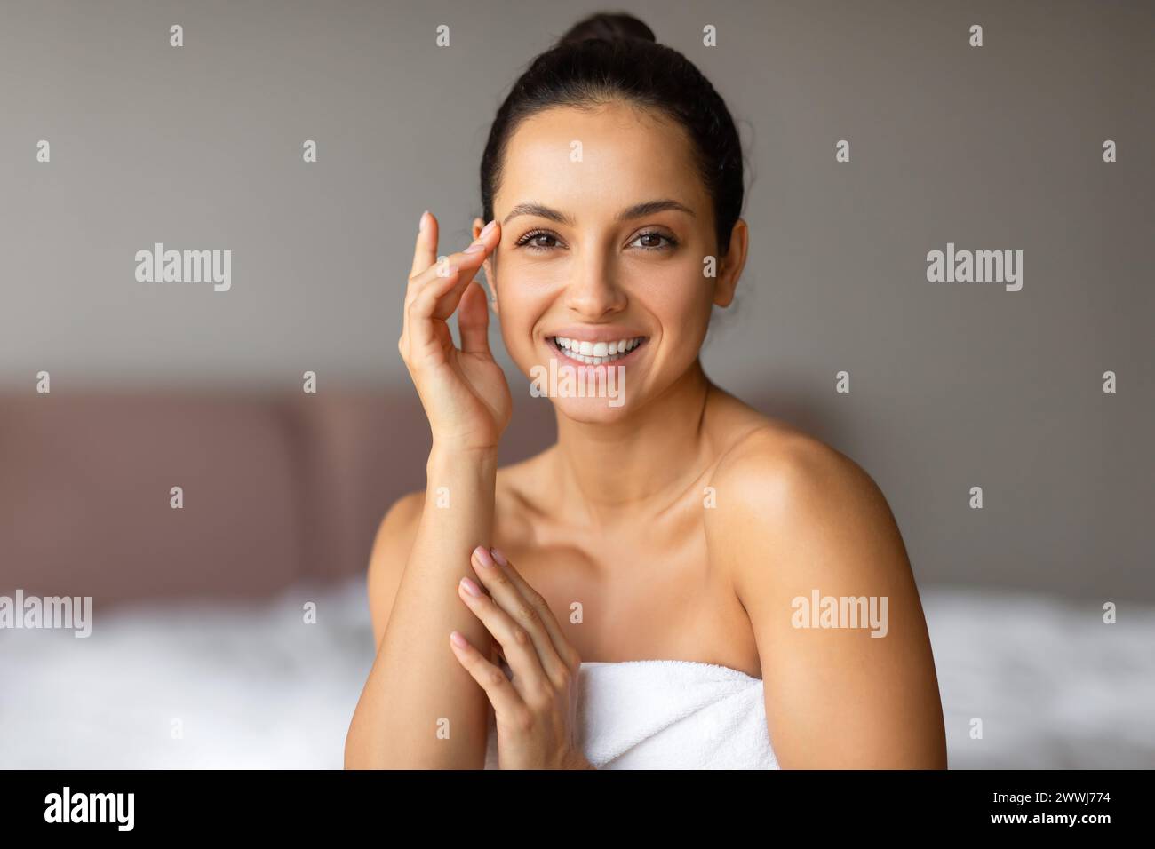 Happy woman looks perfect hi-res stock photography and images - Alamy