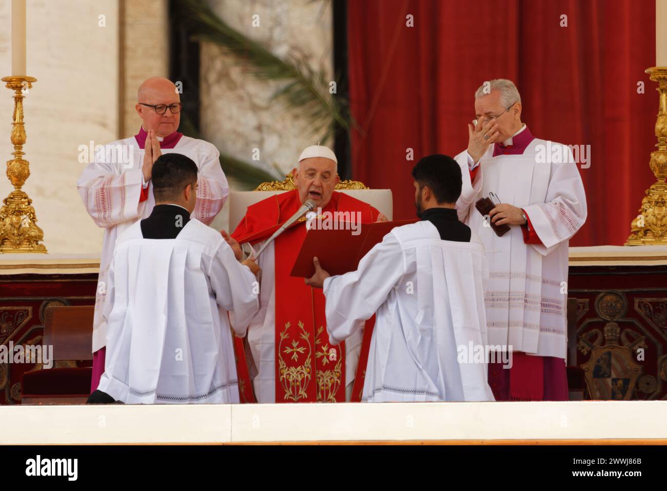 Vatican Italy 24 03 2024: Pope Francis tired and exhausted at Palm ...