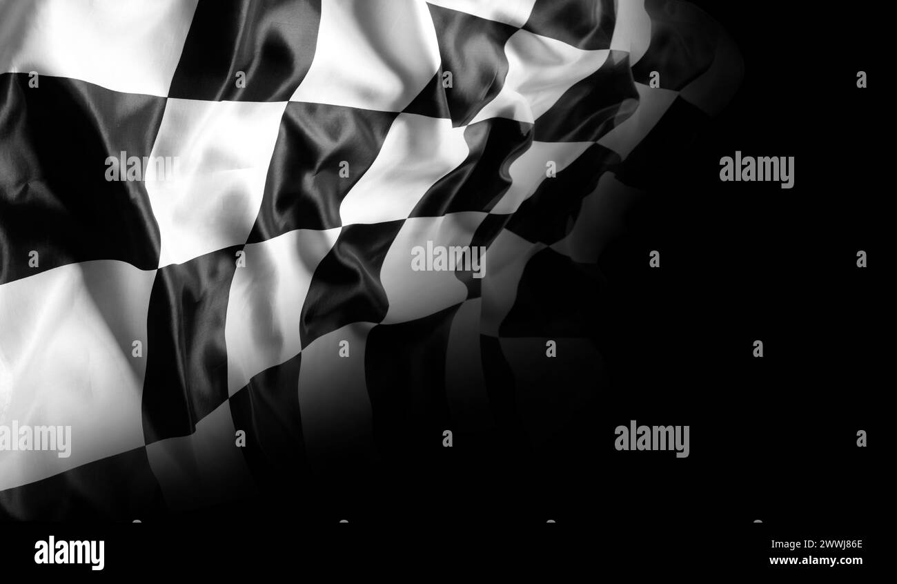 Checkered racing flag on black Stock Photo - Alamy