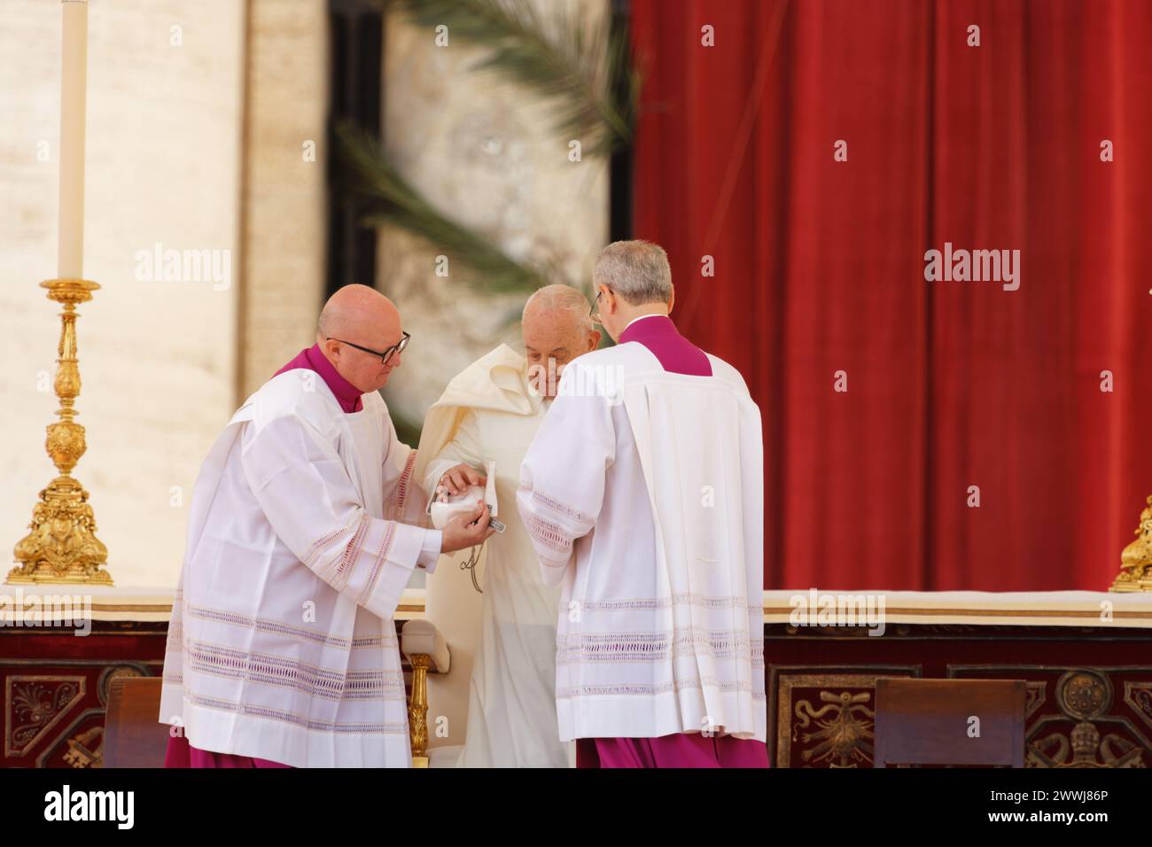 Vatican Italy 24 03 2024: Pope Francis tired and exhausted at Palm ...