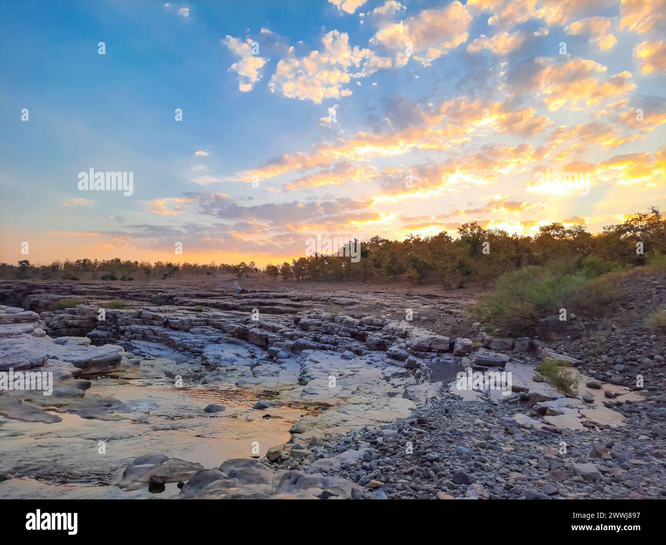 A beautiful river surrounded by rocky mountain at Chidiya Bhadak ...