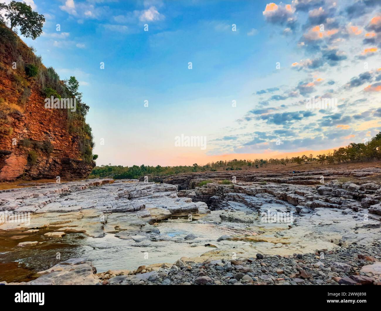 A beautiful river surrounded by rocky mountain at Chidiya Bhadak ...