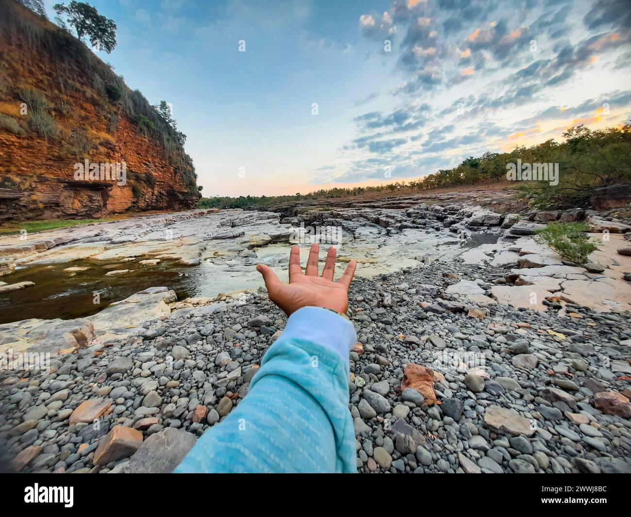 A beautiful river surrounded by rocky mountain at Chidiya Bhadak ...