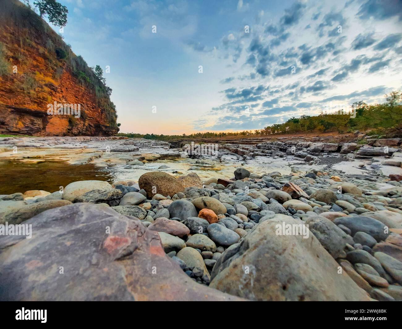 A beautiful river surrounded by rocky mountain at Chidiya Bhadak ...