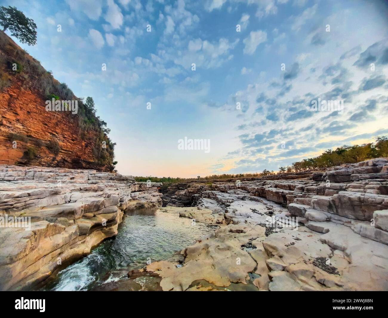 A beautiful river surrounded by rocky mountain at Chidiya Bhadak ...