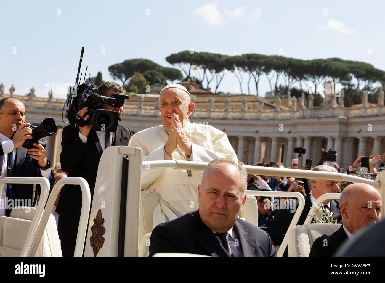 Rome Italy March 24, 2024: Palm Sunday Pope Francis greets the faithful ...