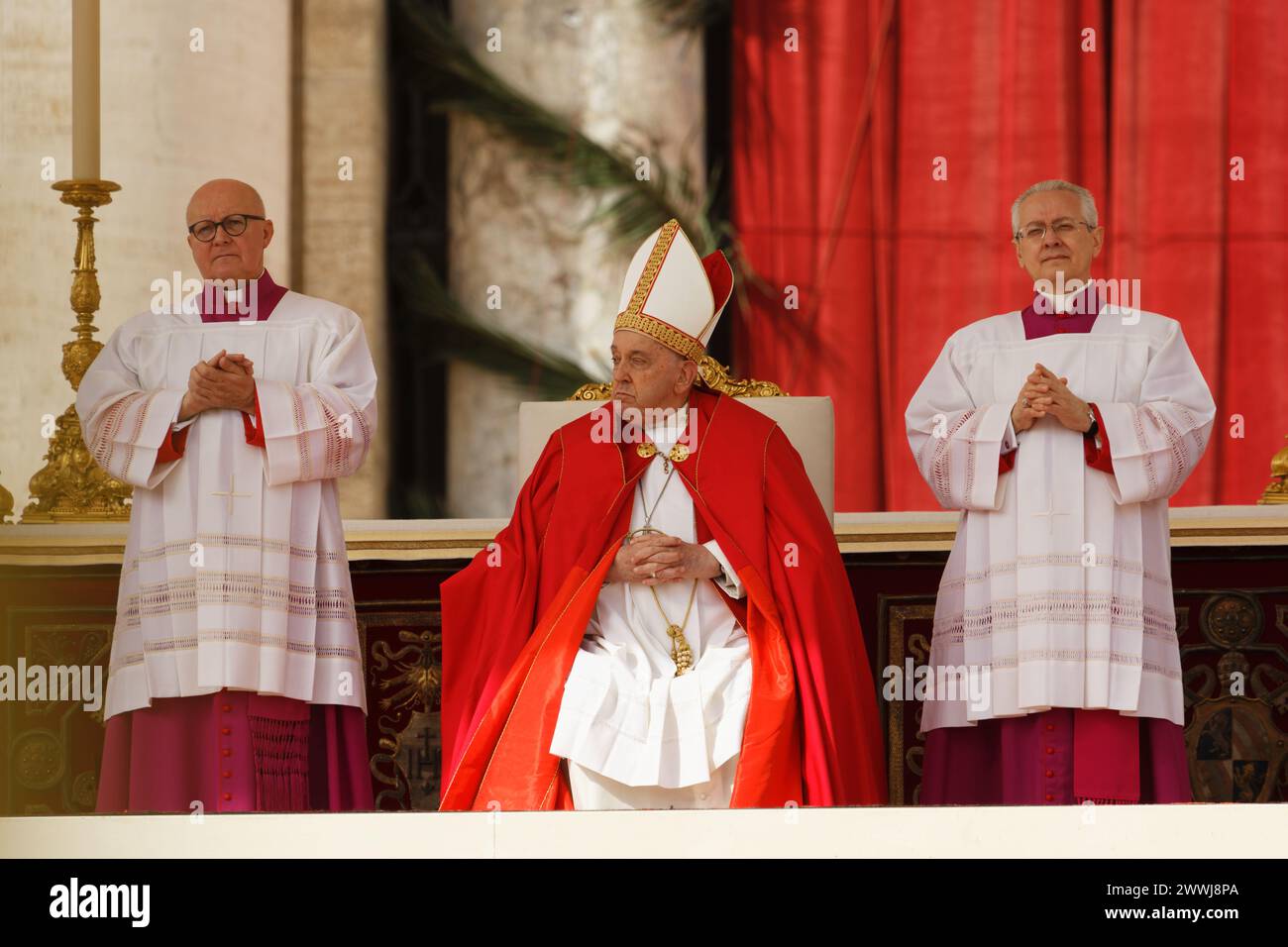 Rome Italy March 24, 2024: Palm Sunday Pope Francis celebrates the mass ...