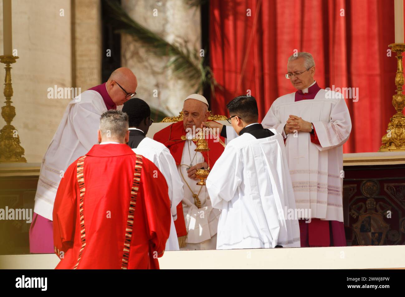 Rome Italy March 24, 2024: Palm Sunday Pope Francis celebrates the mass ...