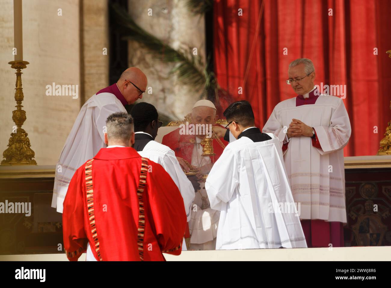 Rome Italy March 24, 2024: Palm Sunday Pope Francis celebrates the mass ...