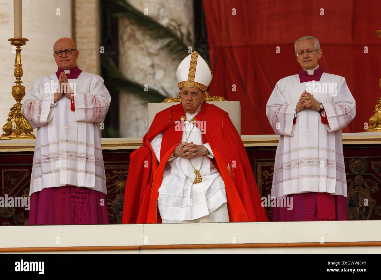 Rome Italy March 24, 2024: Palm Sunday Pope Francis celebrates the mass ...