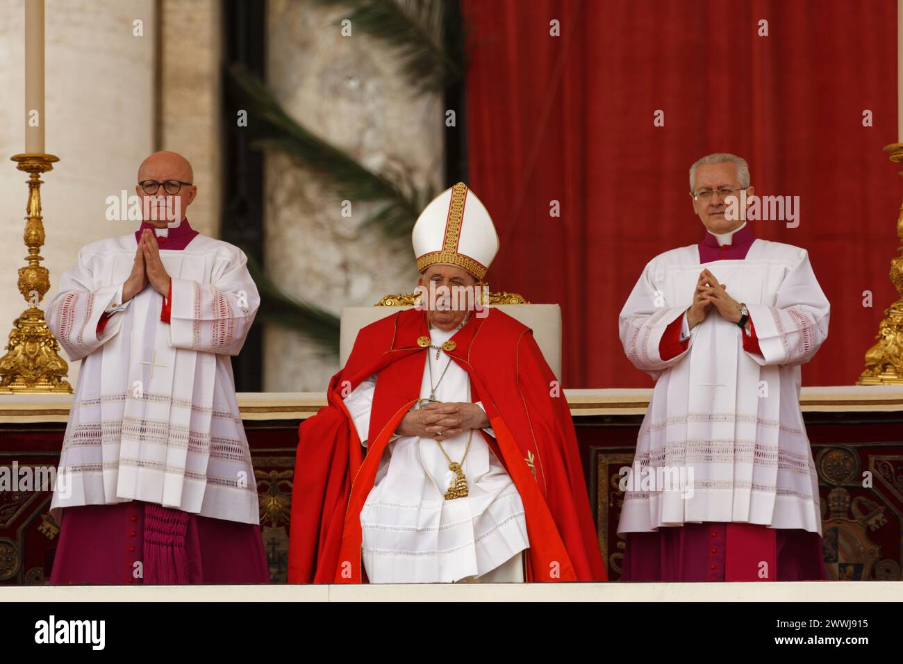 Rome Italy March 24, 2024: Palm Sunday Pope Francis celebrates the mass ...
