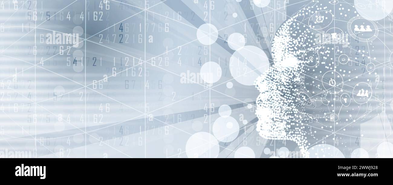 Abstract Artificial intelligence. Cloud computing. Machine learning. Technology web vector ...