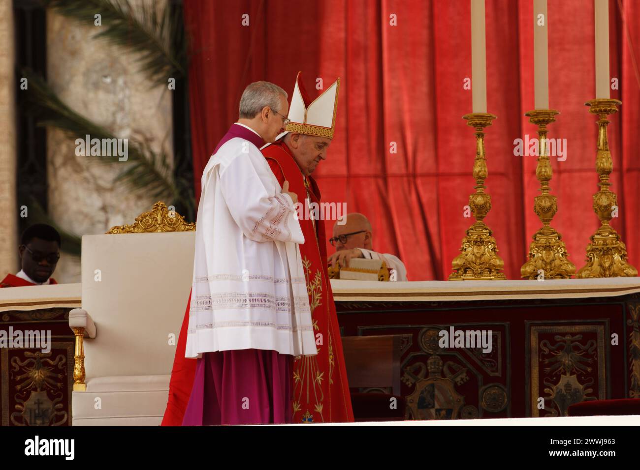 Rome Italy March 24, 2024: Palm Sunday Pope Francis celebrates the mass ...