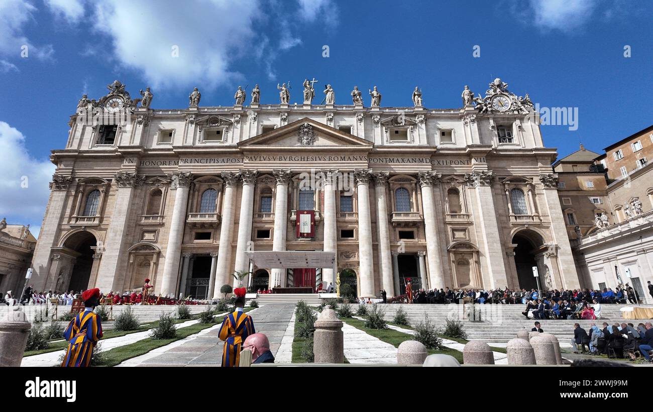 Rome Italy March 24, 2024: Palm Sunday in St. Peter's Square with ...