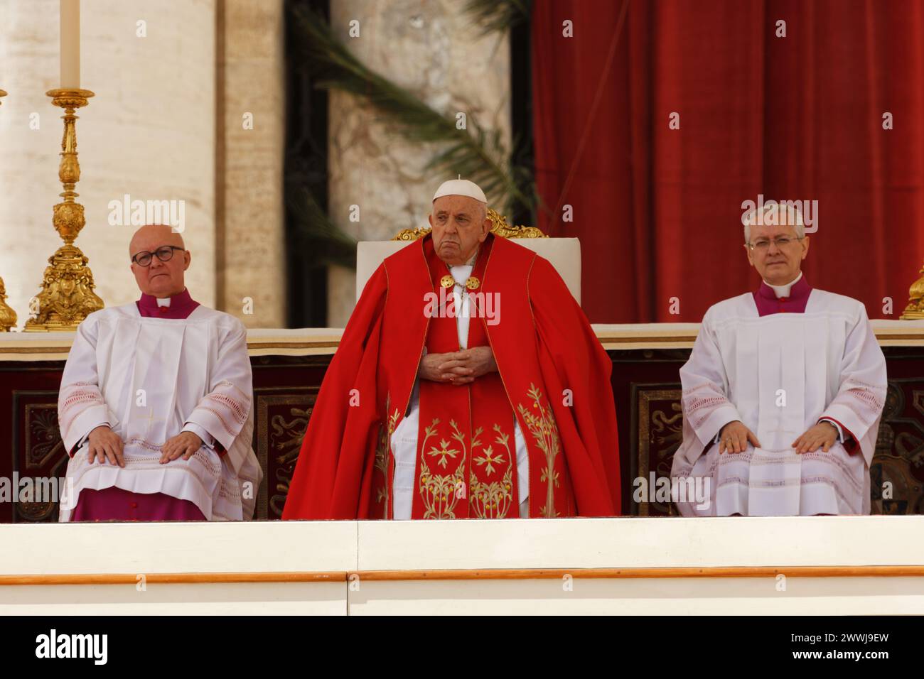 Rome Italy March 24, 2024: Palm Sunday Pope Francis celebrates the mass ...