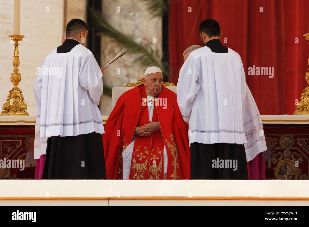 Rome Italy March 24, 2024: Palm Sunday Pope Francis celebrates the mass ...