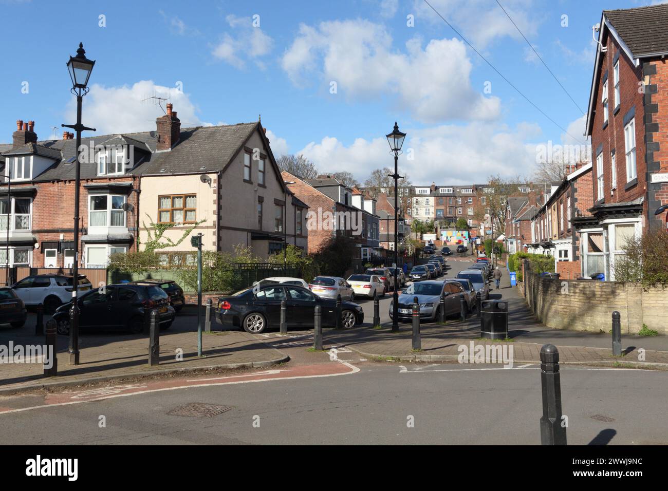 Suburban street and houses Nether Edge Sheffield England UK, Glen road ...