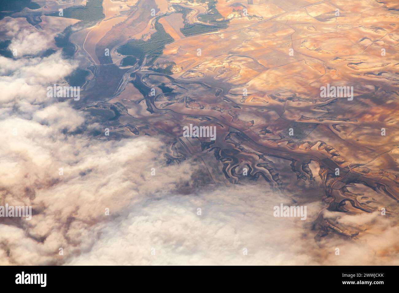 Aerial photo of plains in Italy during the sunset Stock Photo - Alamy