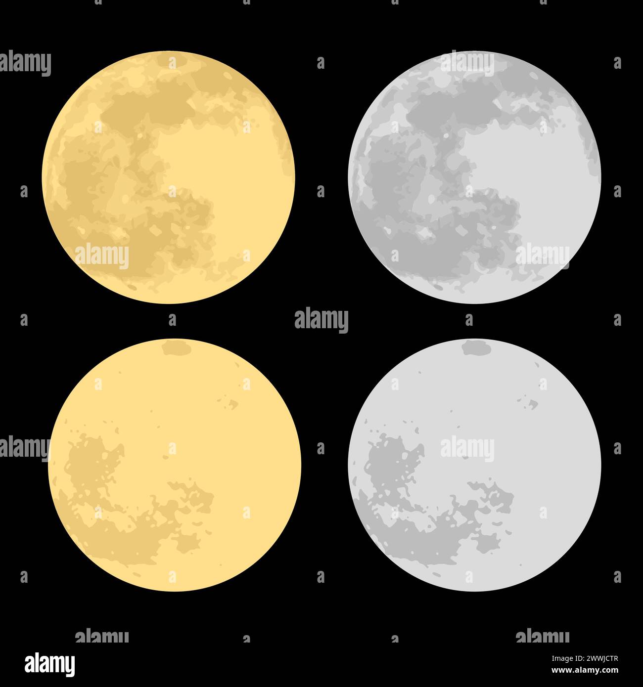 Moon Illustration Set Stock Vector Image & Art - Alamy