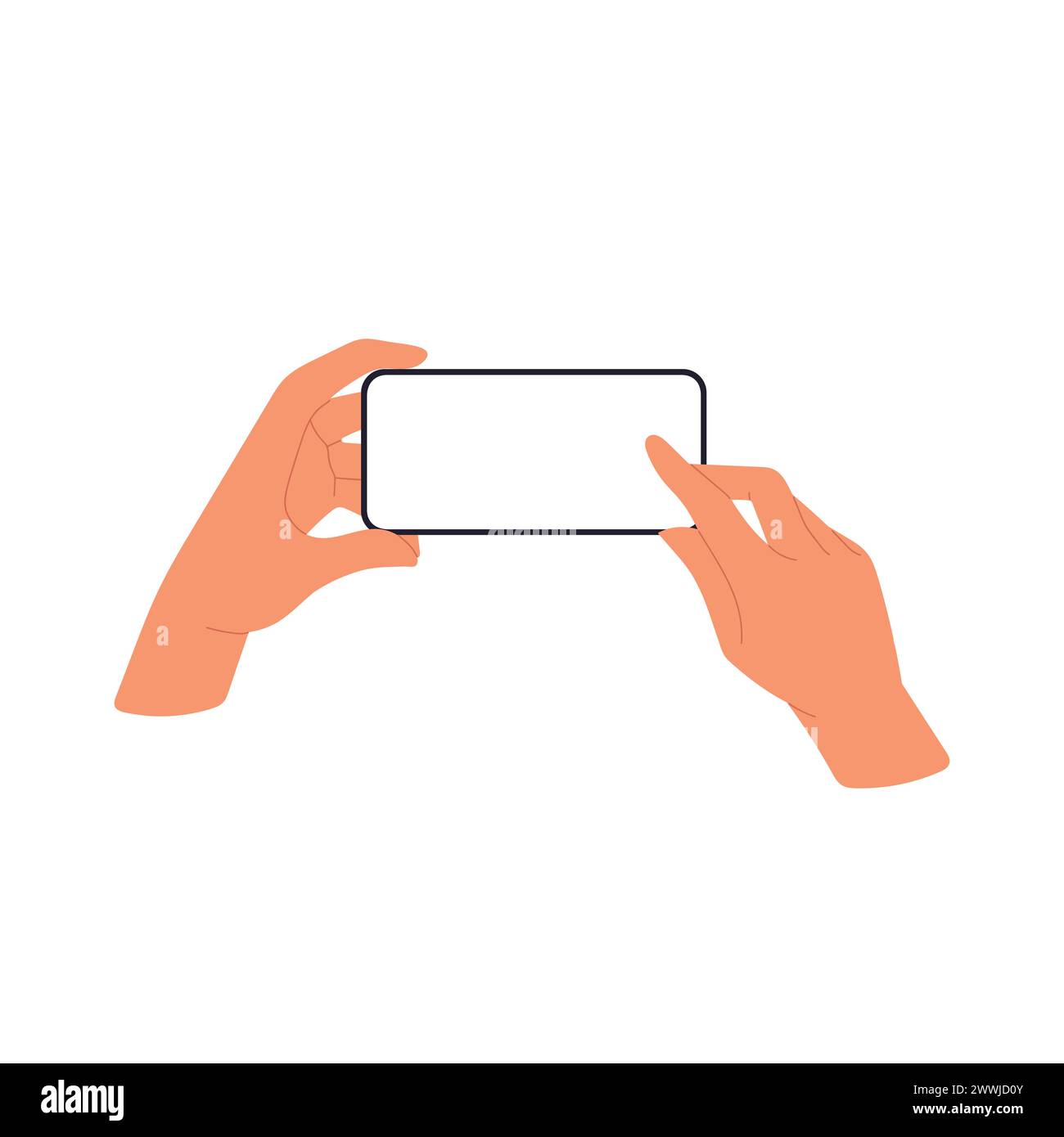 Mobile phone screen mockup in hand. Finger clicking, taking photo ...