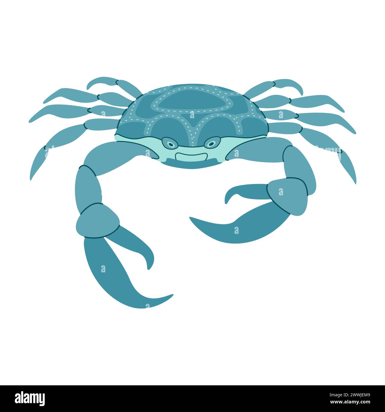 Vector illustration cartoon blue crab. Cute and beautiful sea animals ...