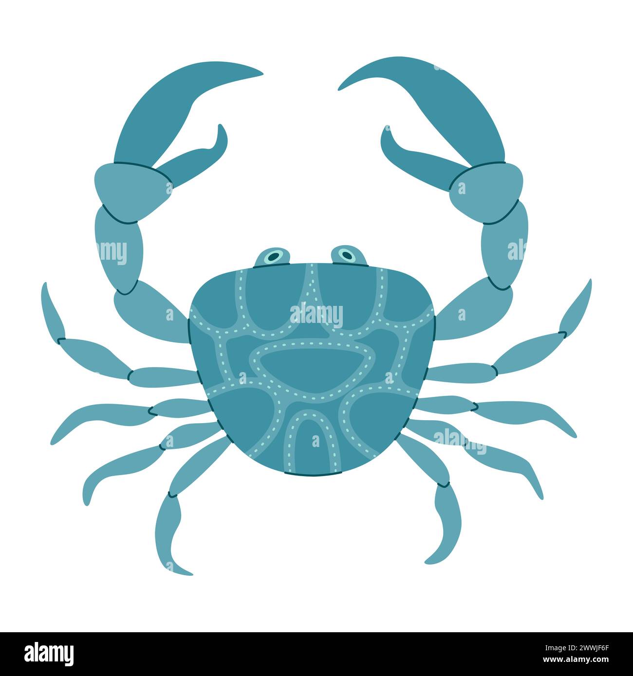 Vector illustration cartoon blue crab. Cute and beautiful sea animals ...